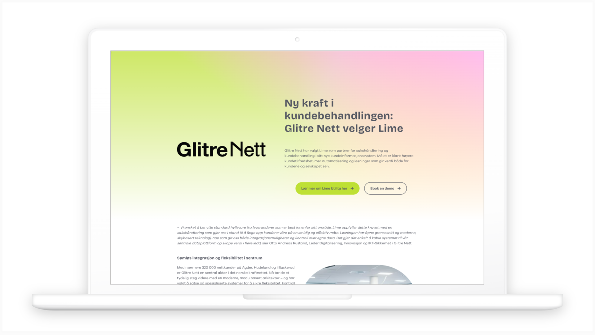 Ny kraft i kundebehandlingen: Glitre Nett velger Lime - Lime Technologies
